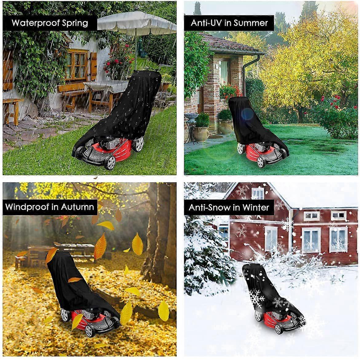 Lawn Mower Cover, Waterproof, Dustproof, Anti-UV, 210D 188*63*99cm Black | Fruugo UK