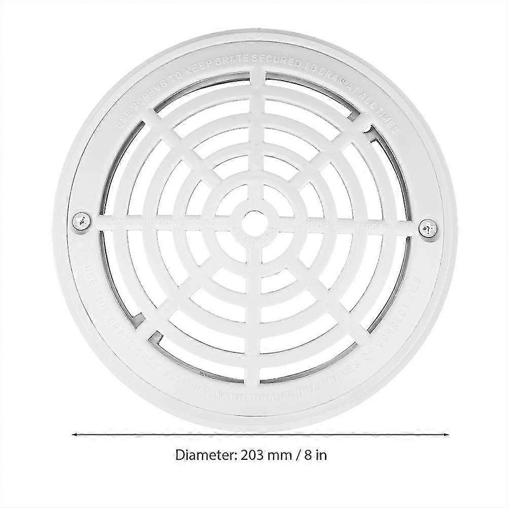 8Inch Pool Main Drain Cover the Top Grate Bottom Mounting Plates White ...