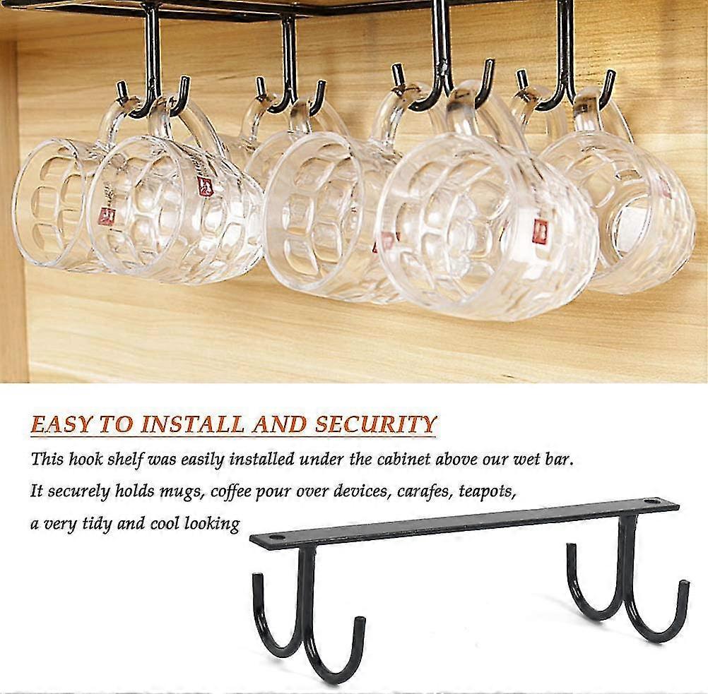 6 pack mug holder, rustic under cabinet mug organizer rack cup shelf ...