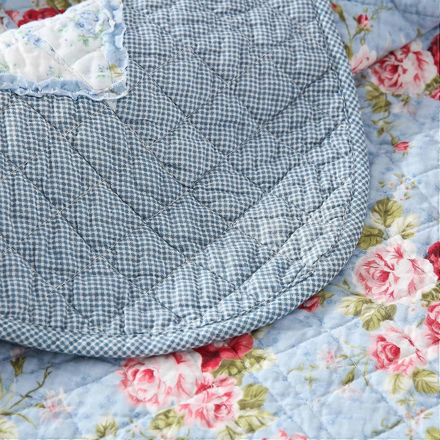 Blue bedspread 150x200cm, soft and comfortable 100% cotton single ...