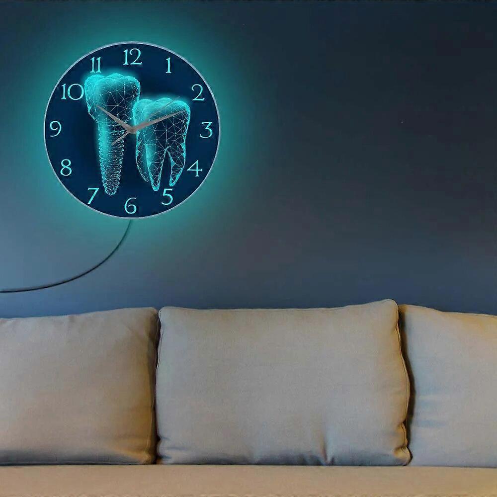 Molar Tooth Dental Implant LED Neon Sign Wall Clock For Dentist Office ...