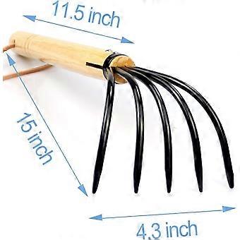 Gardening Claw Rake - Military Grade Steel 5 Prongs and Premium Wood ...