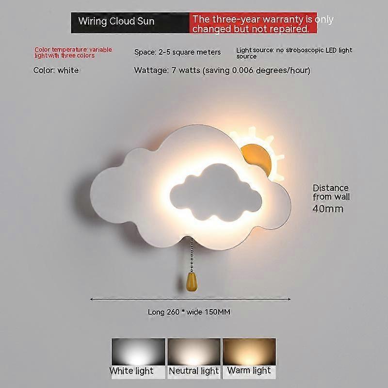 Children'S Bedroom Wall Lamps Sun Cloud Night Light Led Modern ...