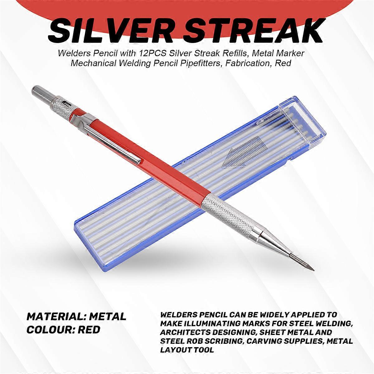 Welders Pencil with 12PCS Silver Streak Refills, Metal Marker ...