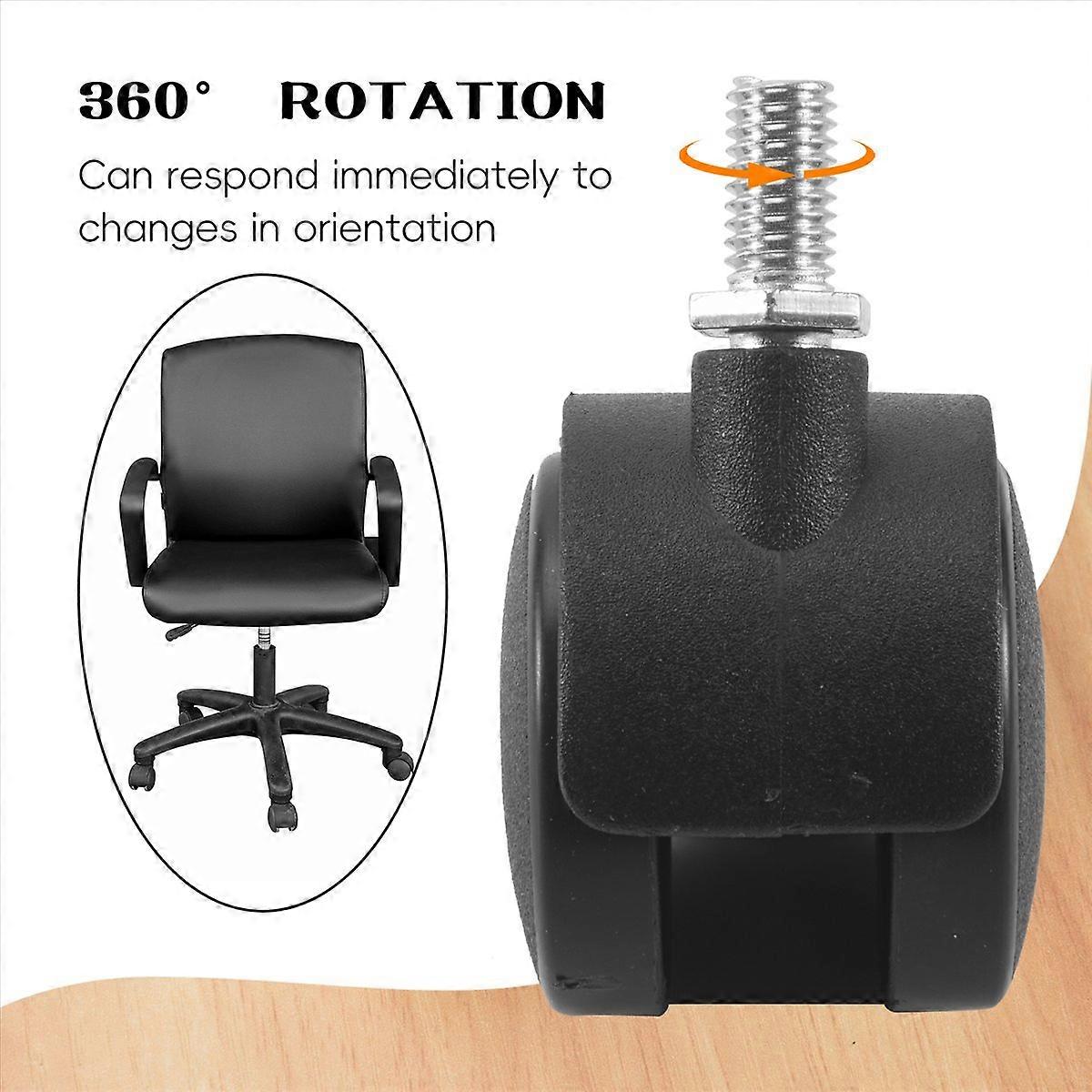 Plastic Swivel Caster 8mm Screw Stem 1.5-inch Dia Wheel 4 Pcs Black ...