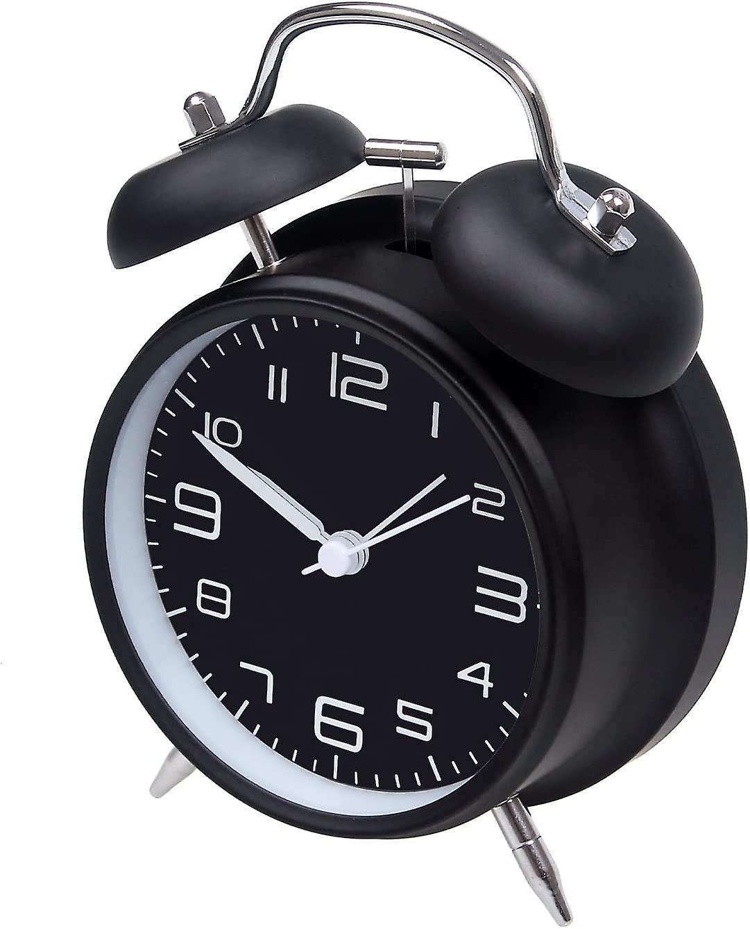 4 Twin Bell Alarm Clock Battery Operated, Loud Mechanical Wind-up Alarm ...