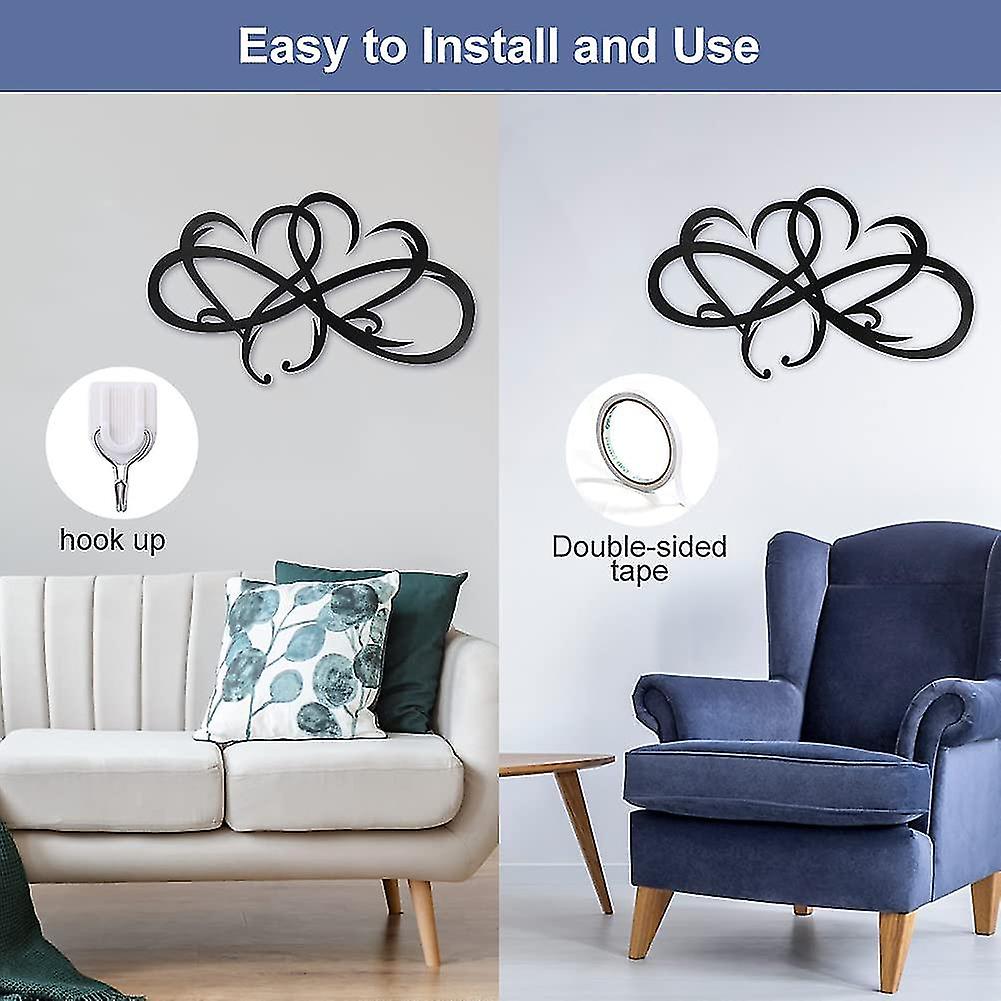 Black Metal Wall Art, Infinity Heart Steel Wall Decoration Personapzed ...