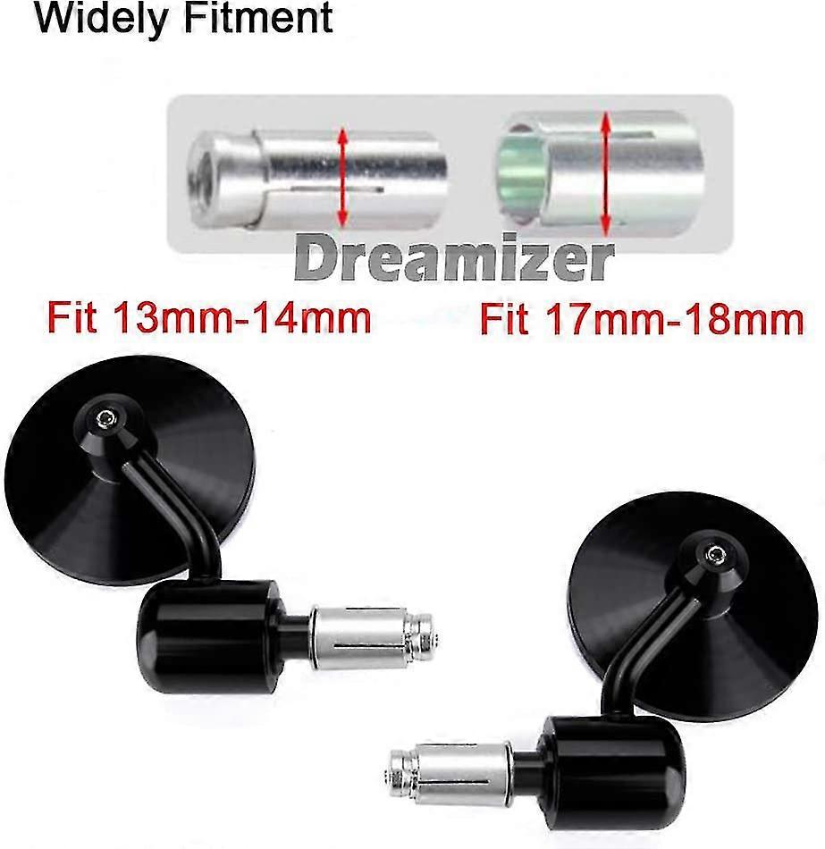 Round Motorcycle Rear View Mirror, 7/8" 22mm Handlebar End Mirrors For ...