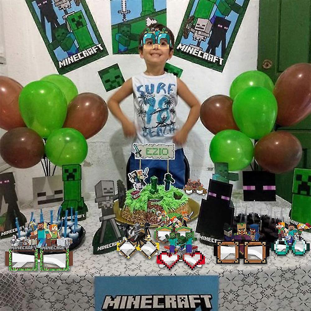 8/16/24Pcs Minecraft Party Paper Funny Glasses Photo Booth Props ...
