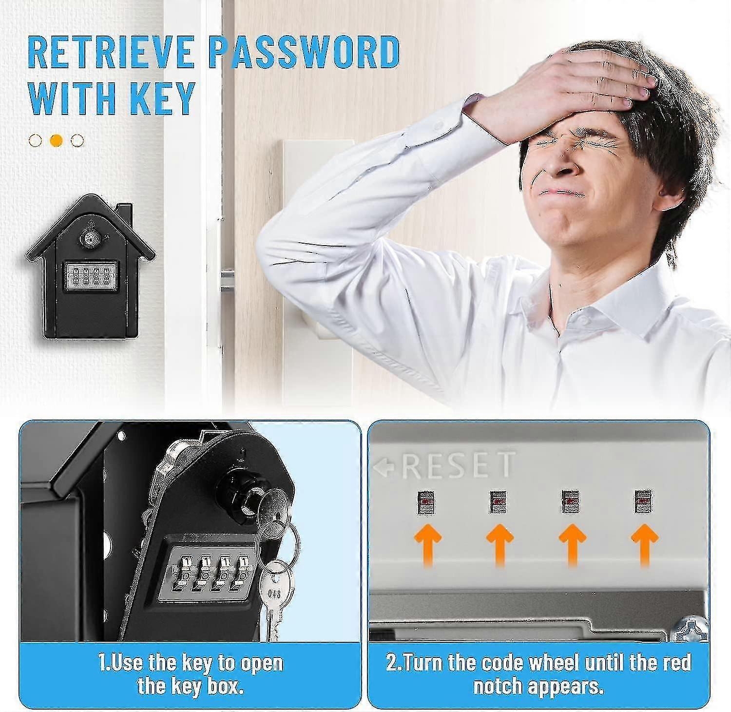 Large Key Safe Wall Mounted With Override Key, Password 4 Digit ...