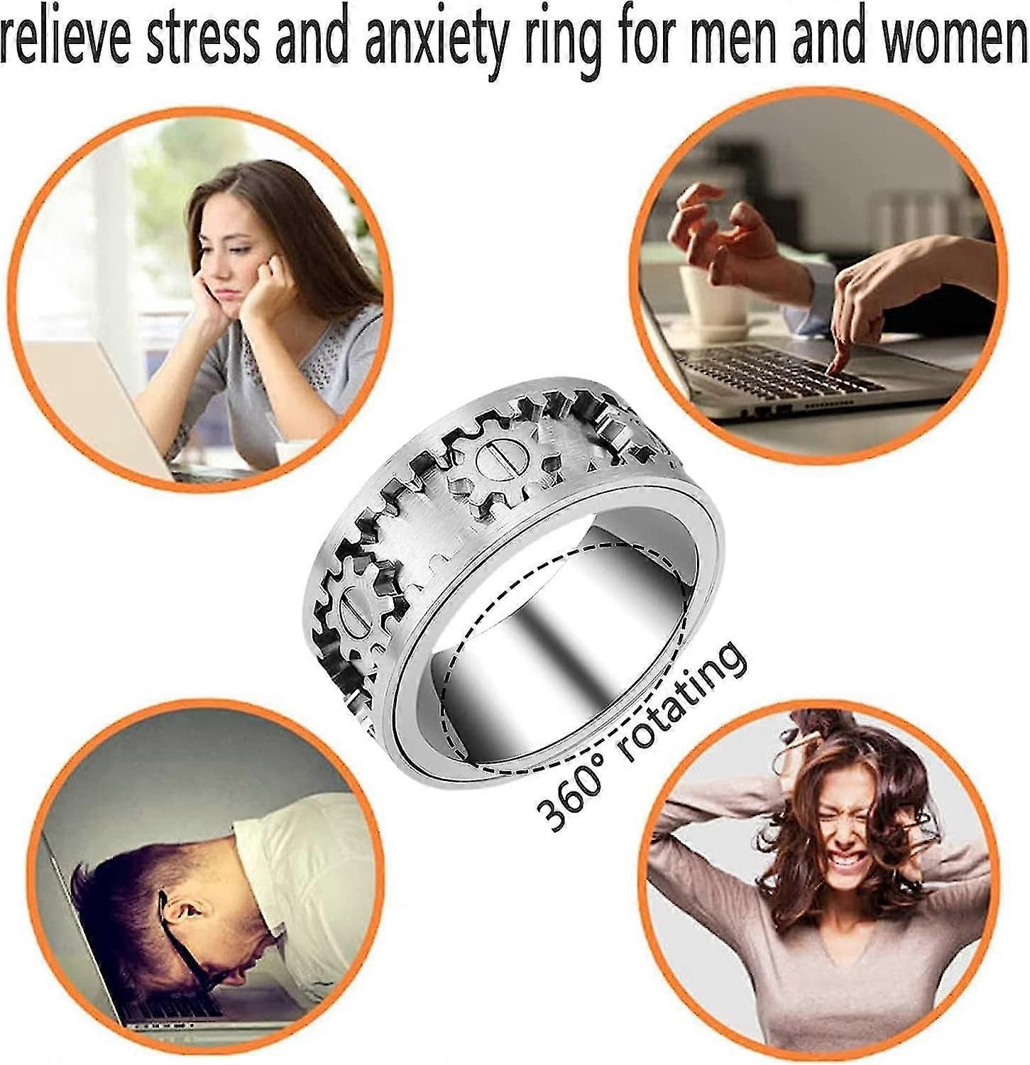 Rotating Gear Ring - Stainless Steel Machinery Wind Designer Decompression Ring Elevate Your ...