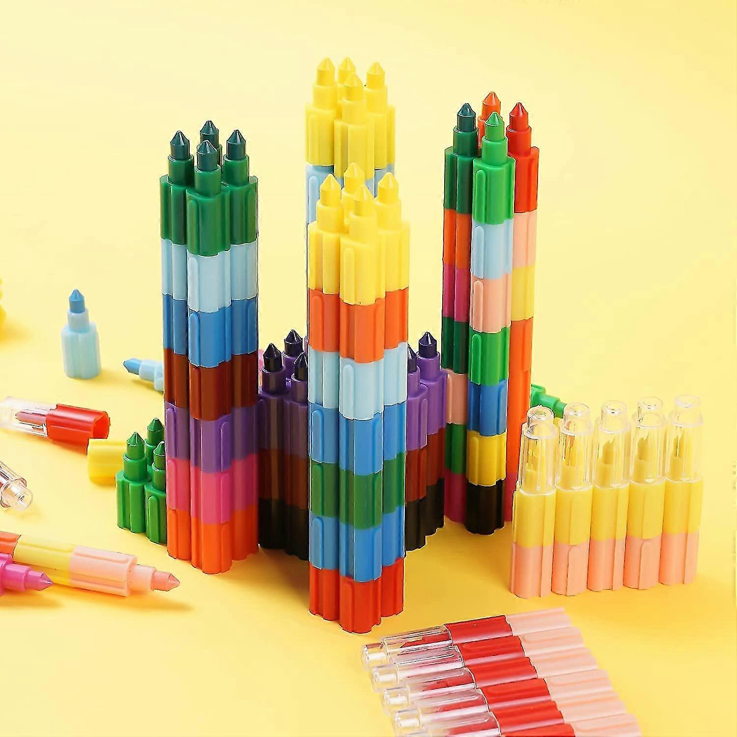 12 X Stacking Crayons, Colouring Pencils Rainbow Point Crayons ...