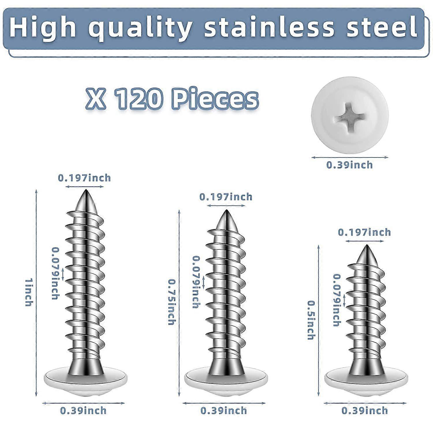 #8 White Screws Wood Sheet Metal Screw Thread Truss Head Fast Self ...