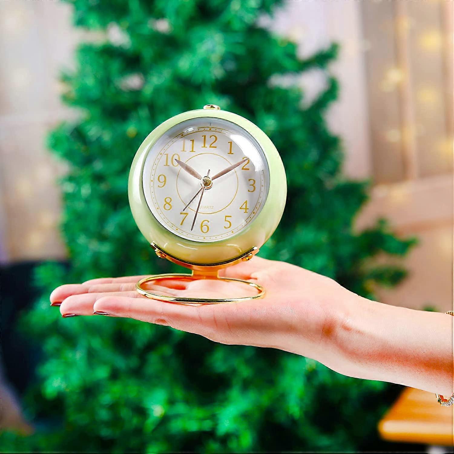 Small Desk Clocks for Shelf Bedroom Office, Table Alarm Clocks, Gold ...