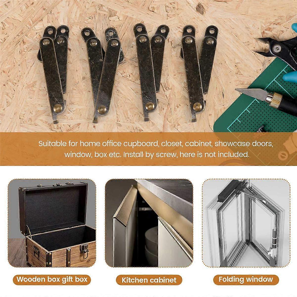 Furniture Box Rotatable Folding Lid Support Hinge Bronze Tone 4Pcs ...