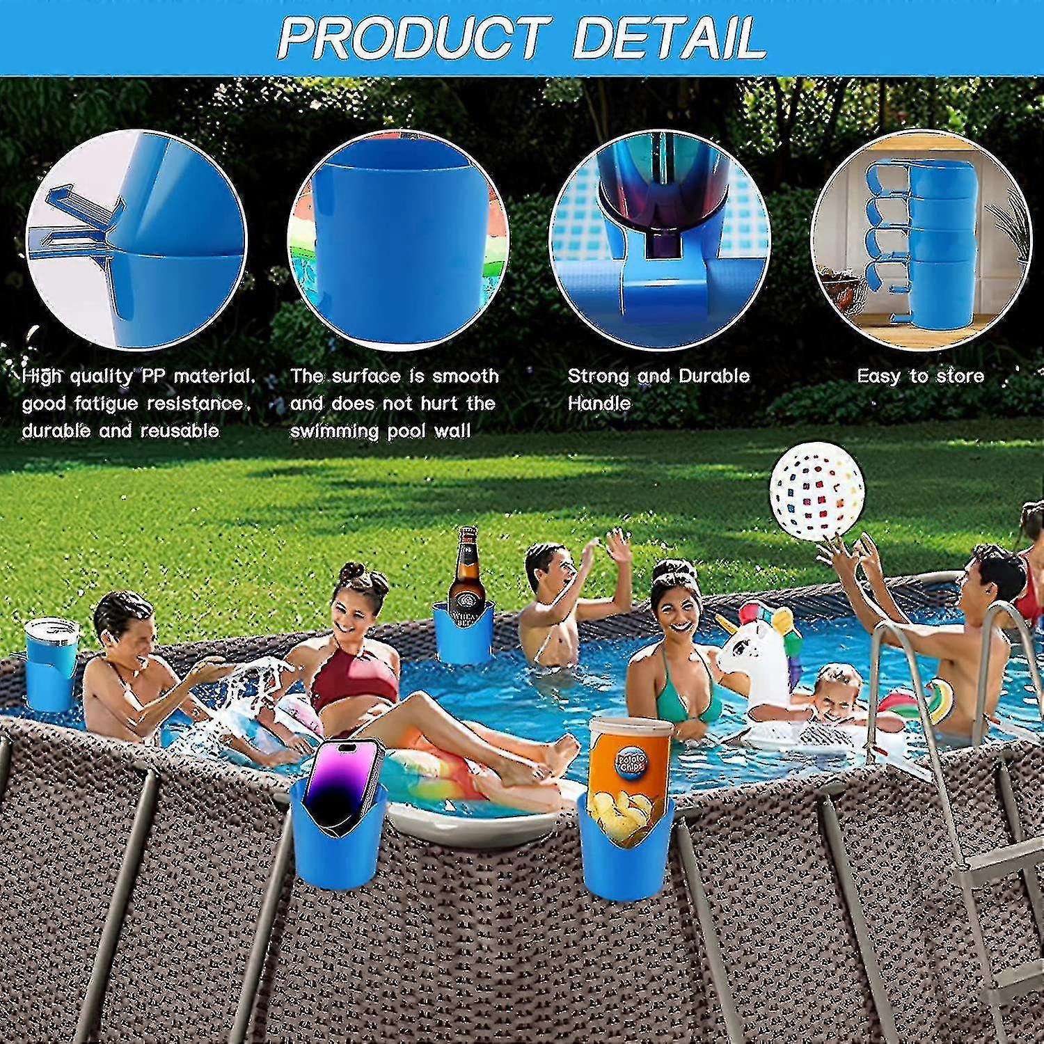 2pcs Poolside Cup Holders For Above Ground Pools, Plastic Swimming Pool ...