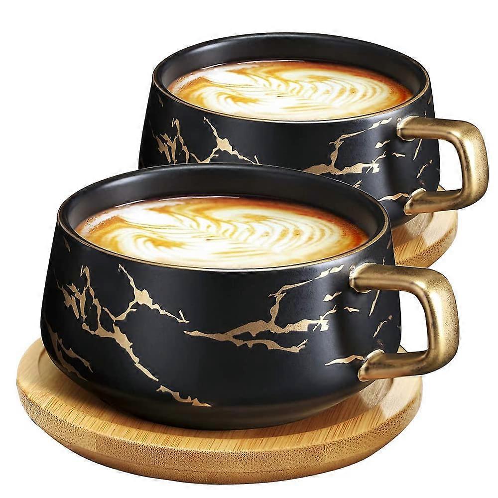 pieces cappuccino cups with saucer, marble cup, 300 ml porcelain ...