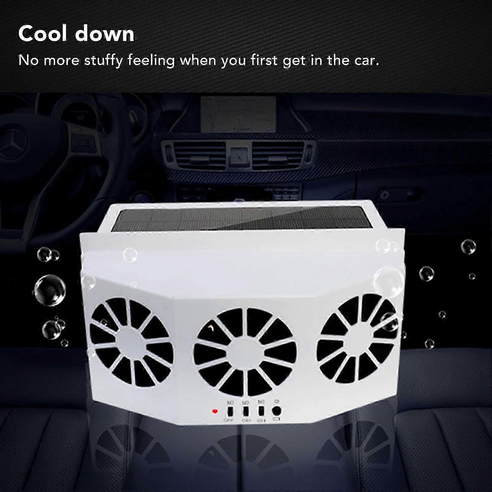 Car Cooling Fan, Solar Powered Car Cooler, 3 Fans Deodorant Energy ...