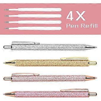 4pcs Ballpoint Pens, Comfortable Writing Pens, Metal Retractable Pretty ...