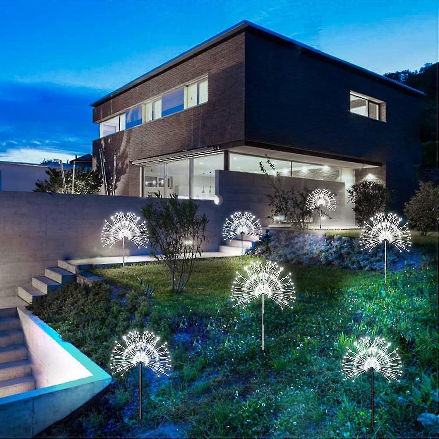 Garden Solar Lights, Firework Solar Lights Outdoor Garden 4 Pack 120 Led 8 Modes Copper Wire ...