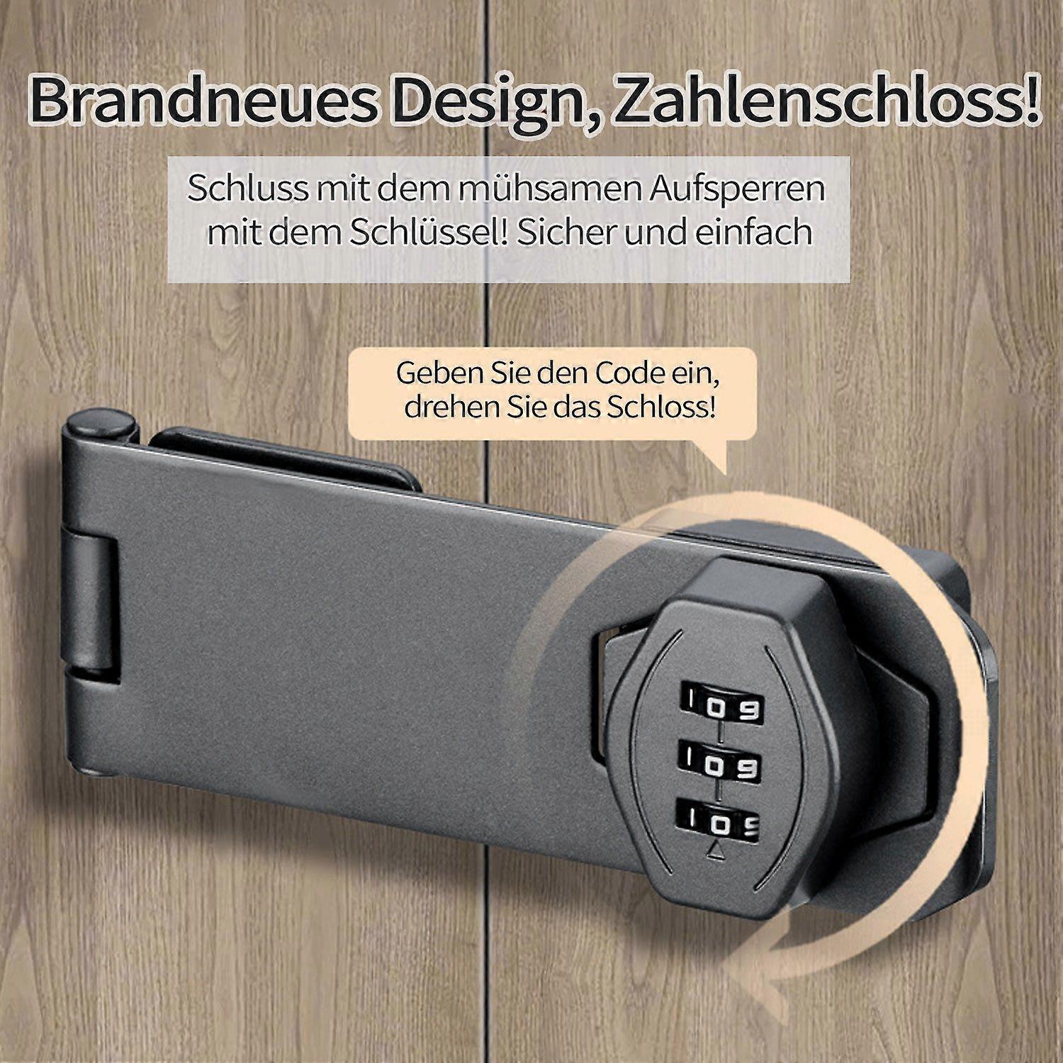 Furniture lock hasp Lockable 4-inch security hasp with 3-digit lock for ...