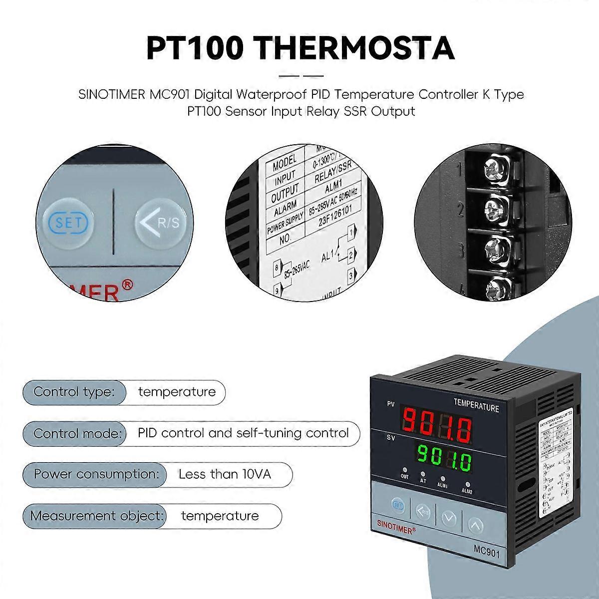 Mc901 Digital Waterproof Pid Temperature Controller K Type Pt100 Sensor 4721