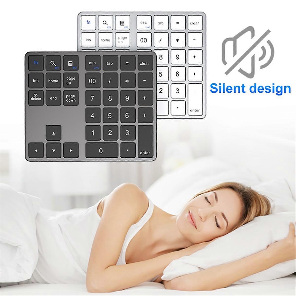 Dual Bluetooth Numeric Keypad 2.4Ghz Wireless Keyboard Black | Fruugo UK