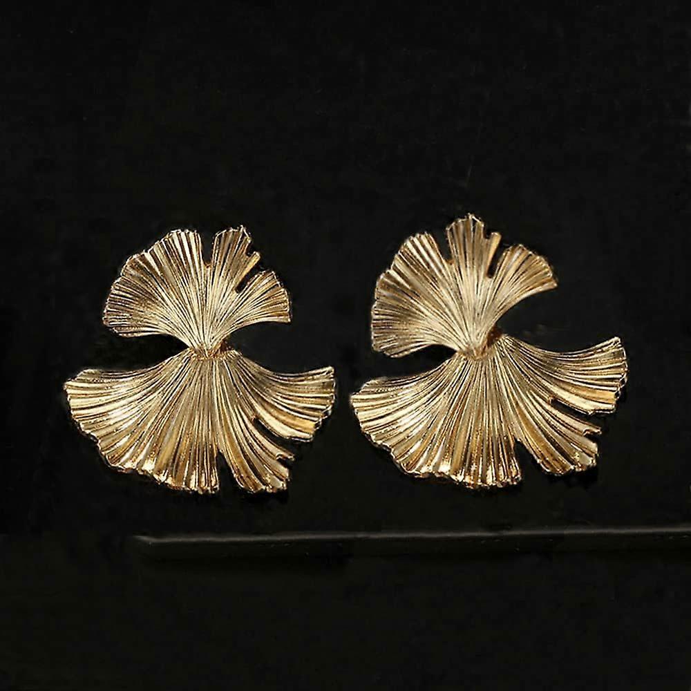 Ginko Leaf Flower Earrings, Golden Geometric Declaration Earrings ...