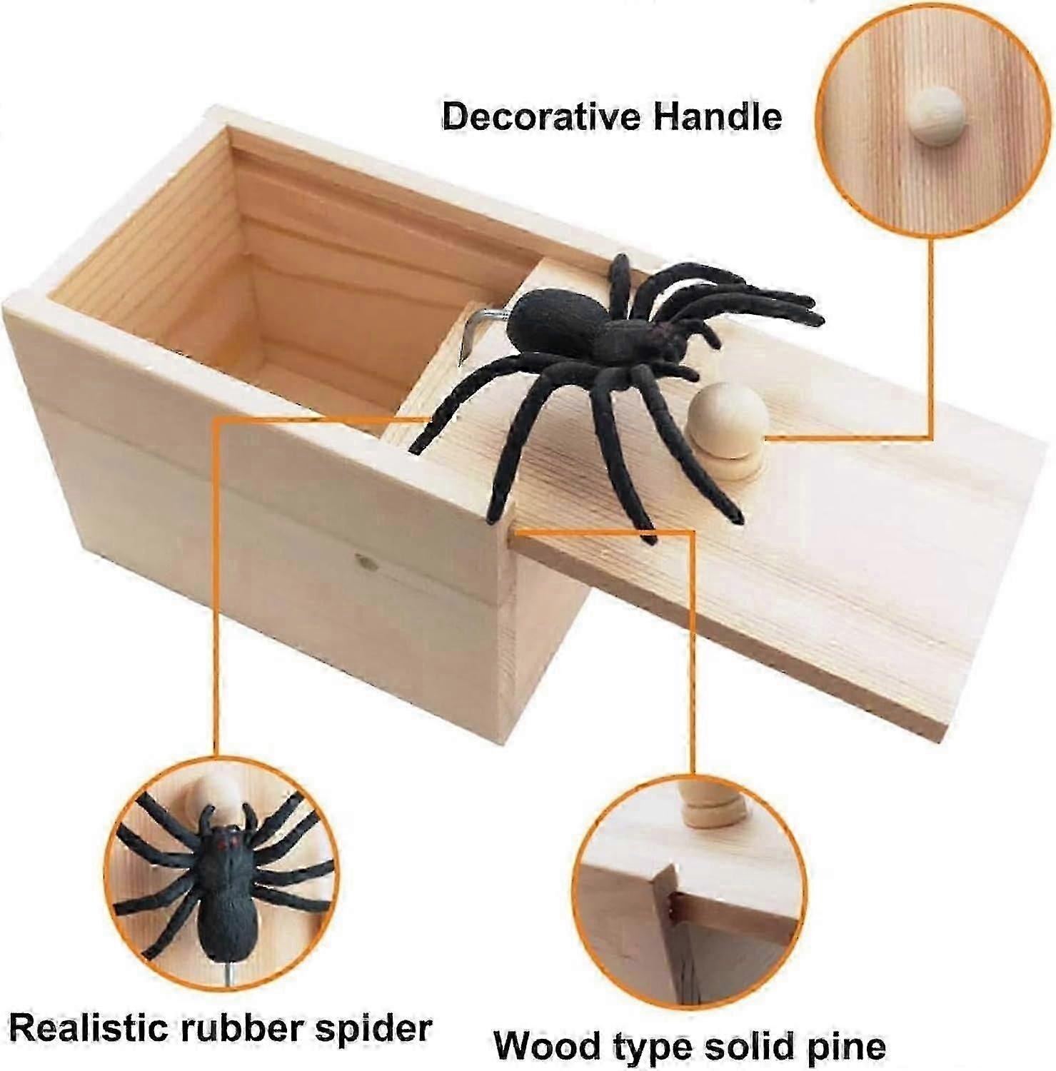 Spider Scare Prank Box,Handmade Fun Joke Scarebox Toy, Hilarious Wooden ...