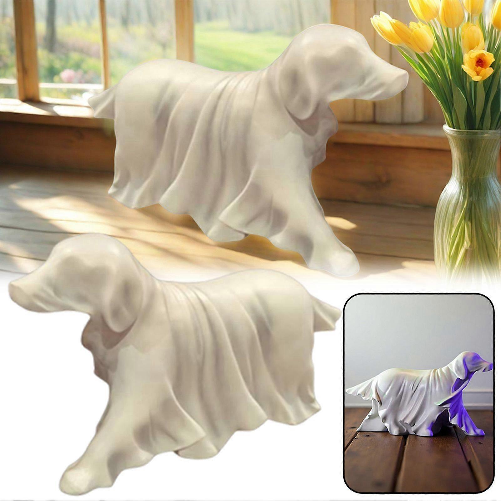 Ghosts Dog Figurine with Night Light - Hand-Painted Halloween Ghost ...