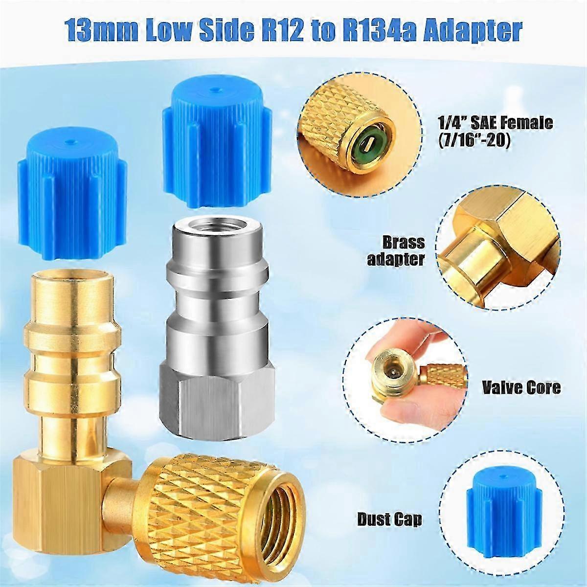 R12 to R134A AC Fitting Conversion Adapter Kit, Quick Coupler Valve ...