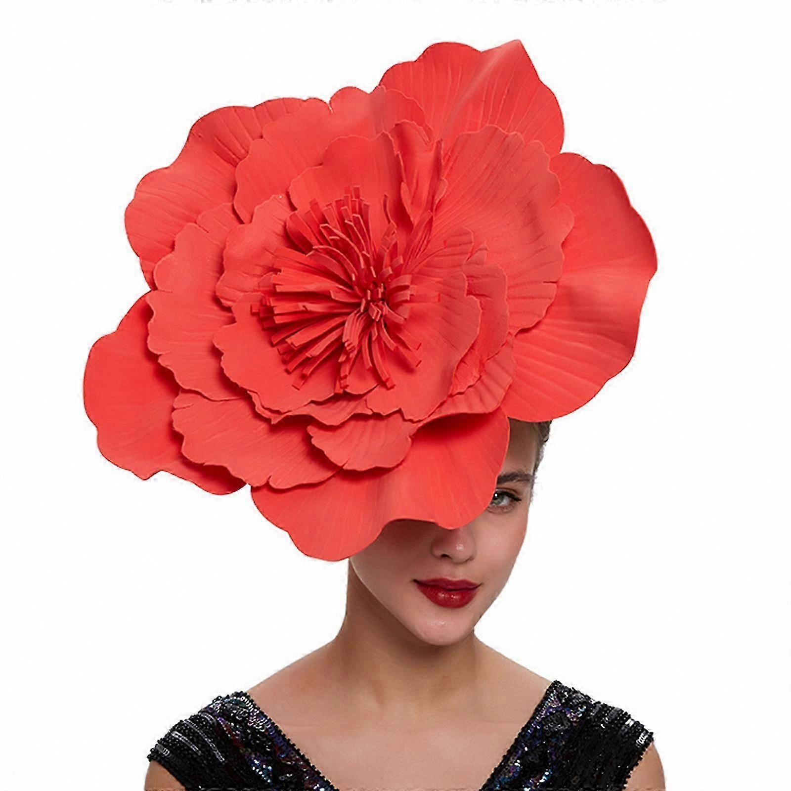 Red Rose Flower Fascinator Headband for Women Costume Headpiece Large ...