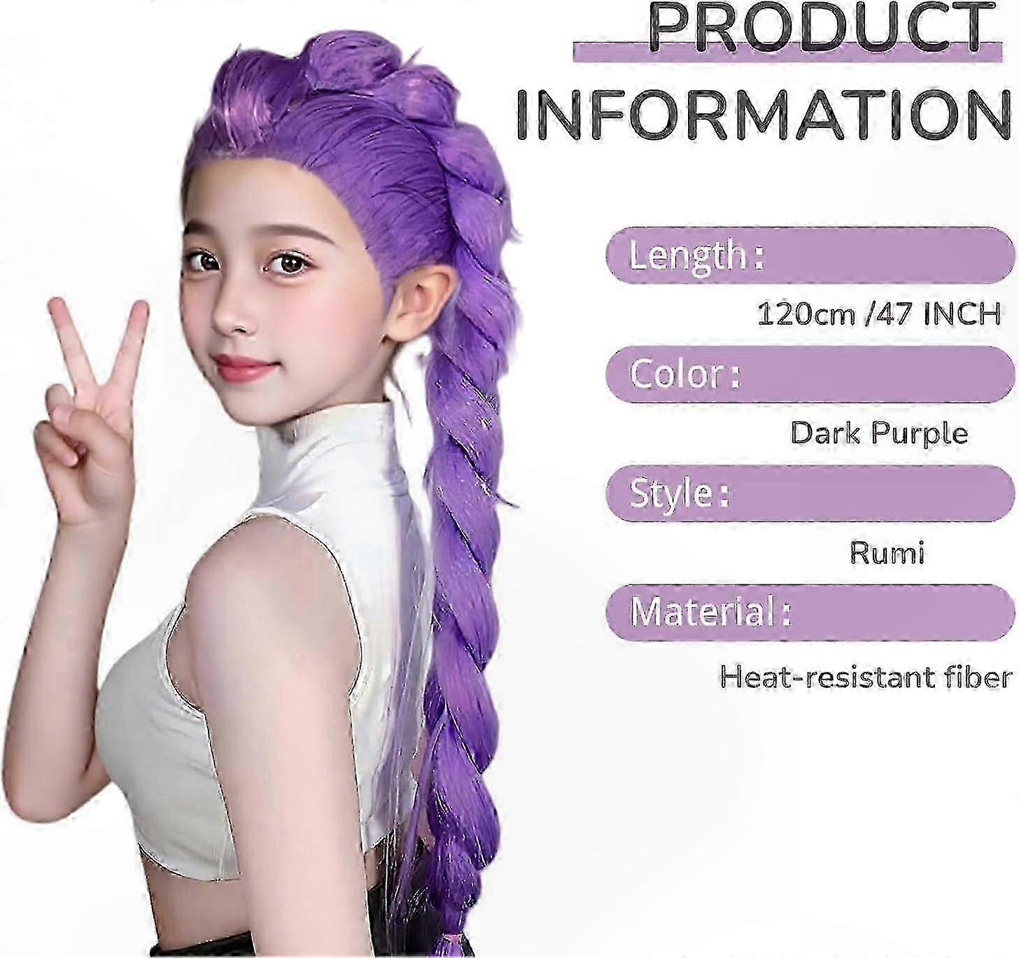 Demon Hunter Kids Cosplay Wig, Rumi Purple Braided Wig for Halloween ...