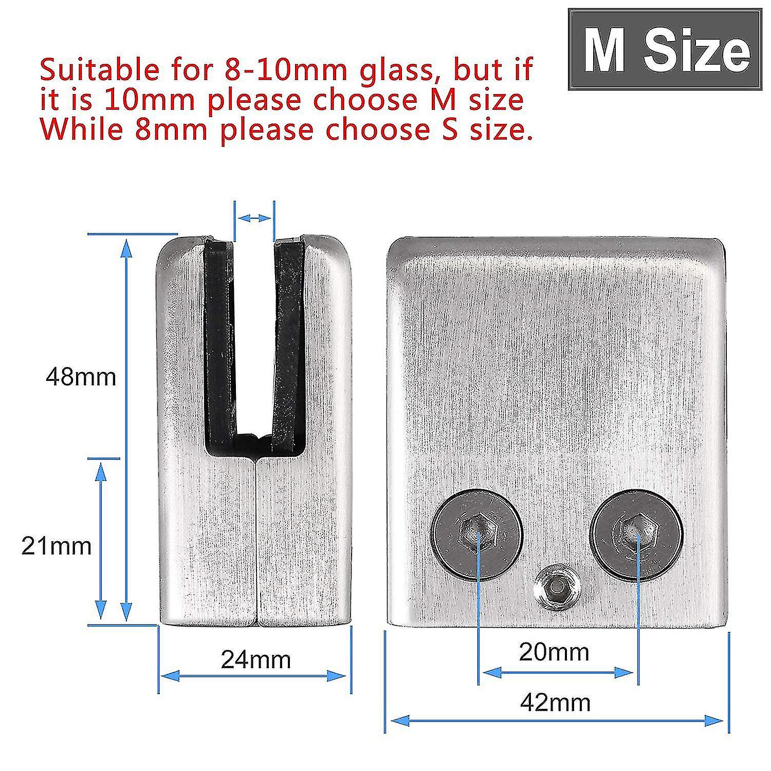 Glass Clamp, 8 Pack Stainless Steel Square Clamp 6-8mm Glass Clip Clamp ...