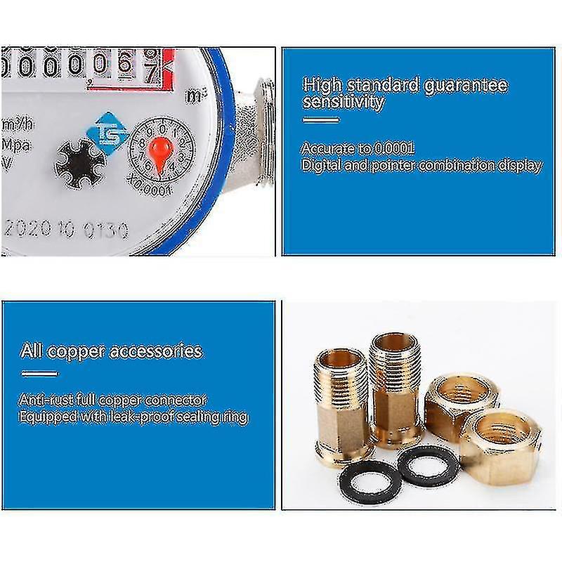 Water Meter Mechanical Rotary Wing 0-30 Cold E-type 1/2" - 3/4" Qn 1 ...