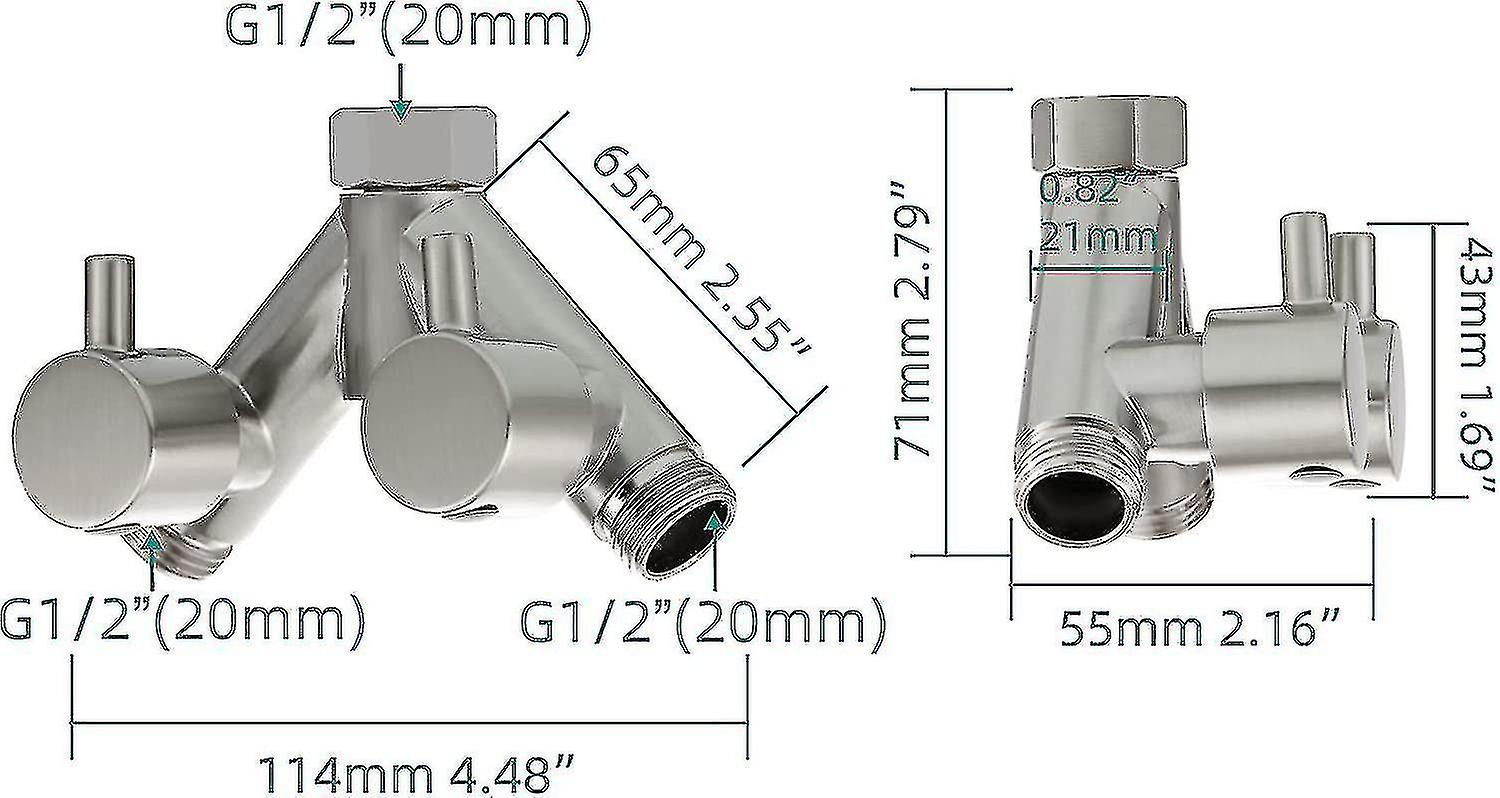 Brass Diverter Valve Shower Shut-off Valve 2-way Y Splitter 1/2 Inch ...