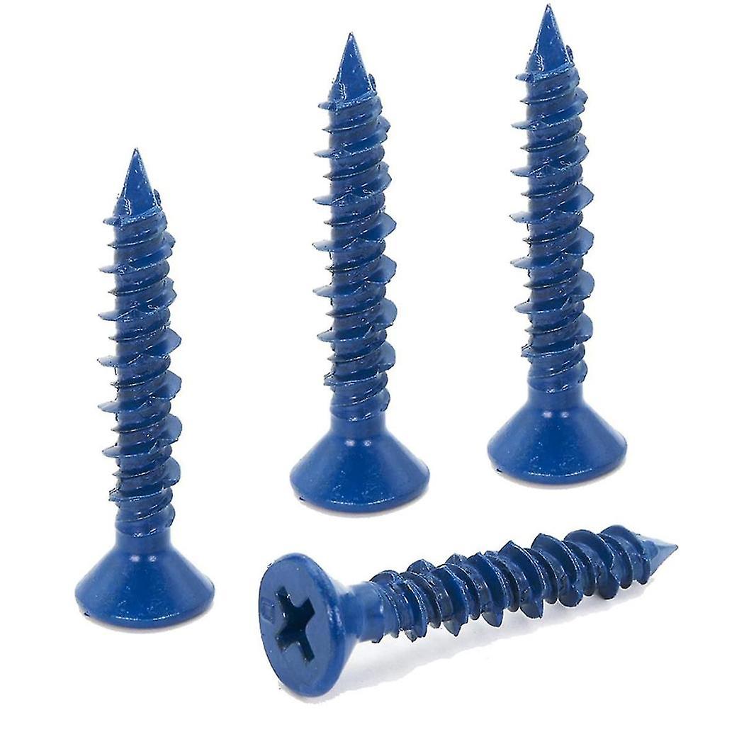 100pcs 3/16 X 1-1/4in Blue Flat Concrete Diamond Point Screw Anchor For ...