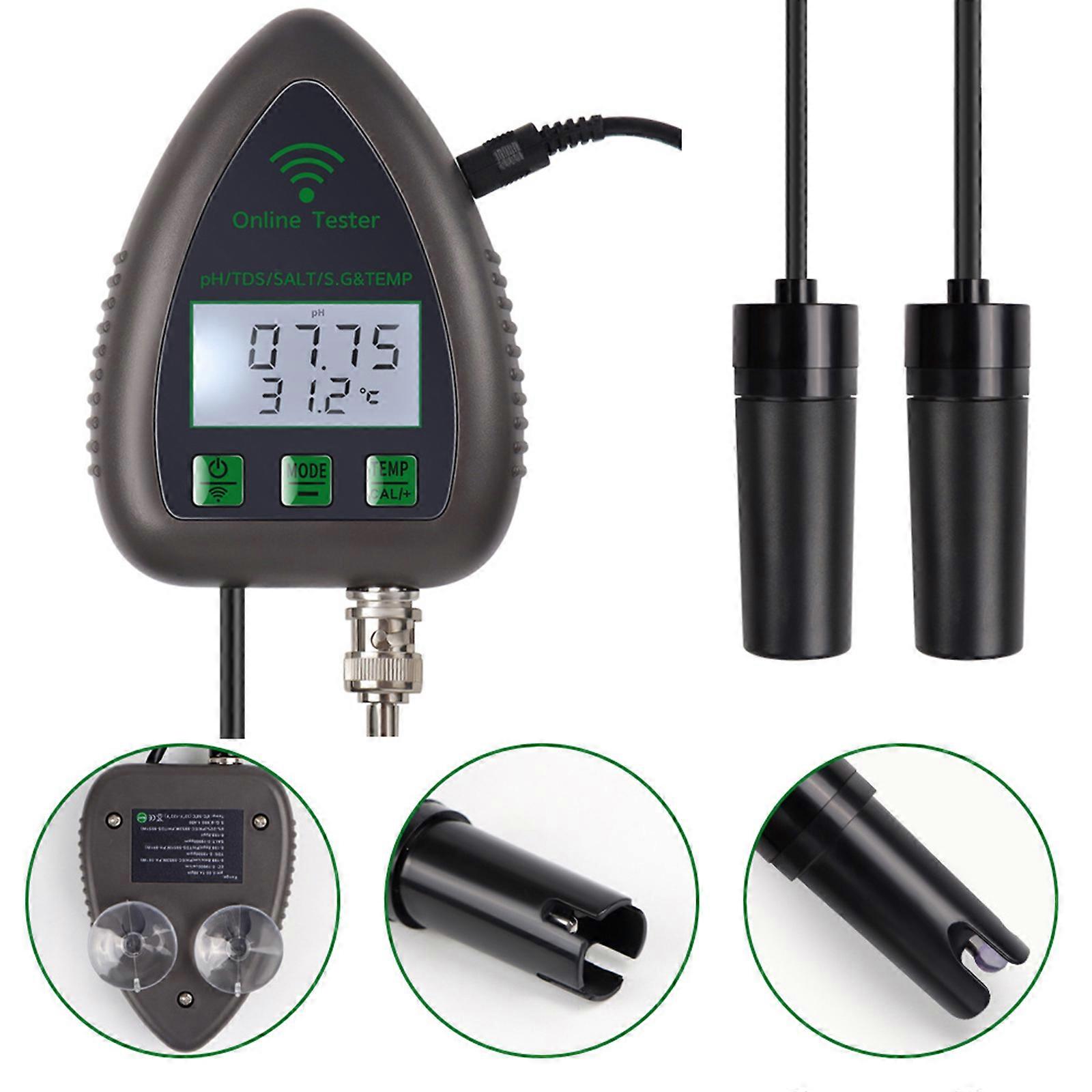 WIFI Smart Salinity Meter 5 in1 Ph TDS SALT S.G Temp Monitor Data ...