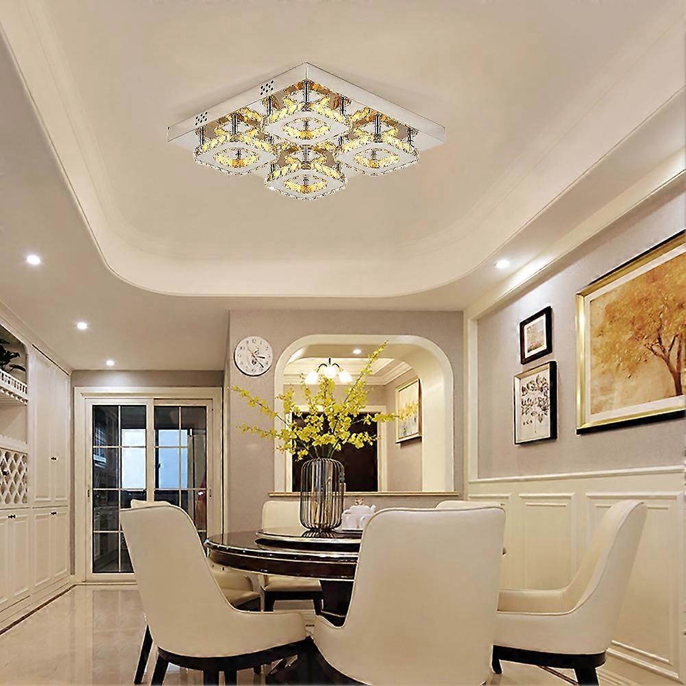 Crystal Chandelier Lamp 4-Square LED Semi Flush Mount Ceiling Light ...