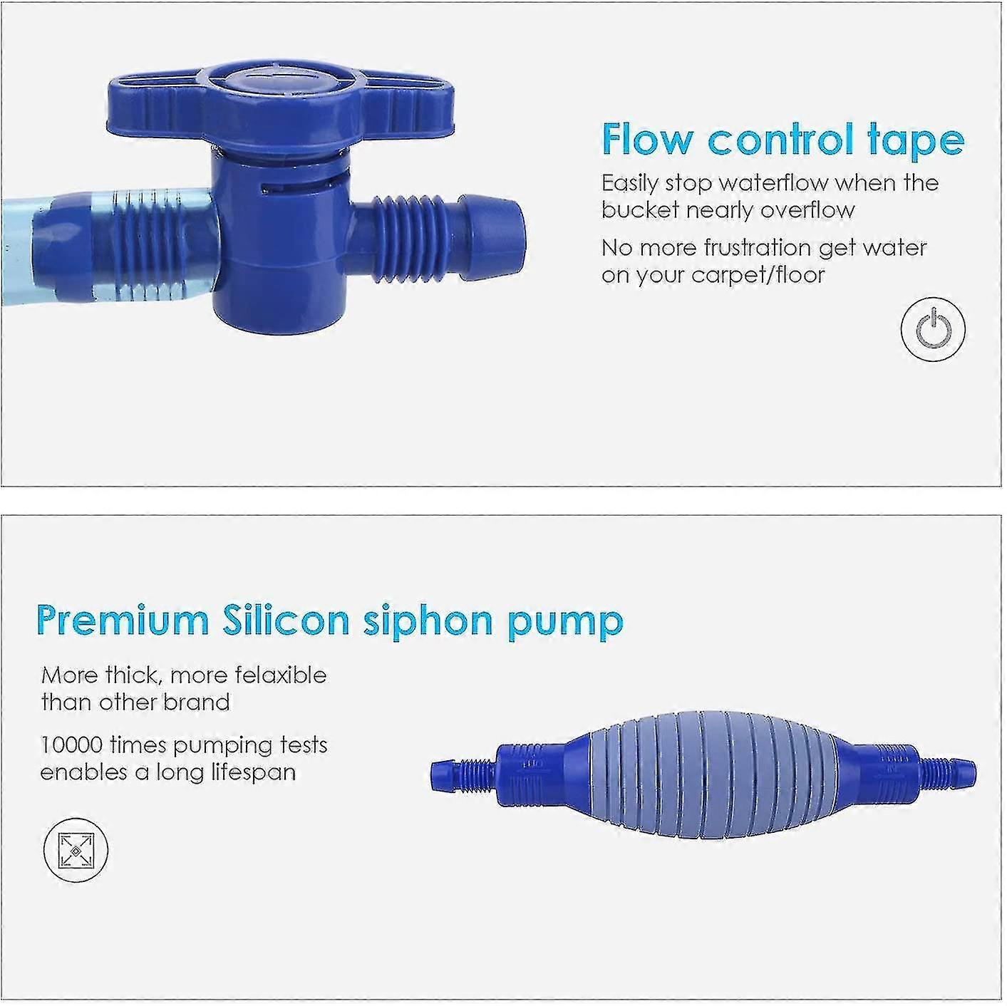 Aquarium Vacuum Siphon Pump - 2.3m - With Flow Control Faucet - Fish ...