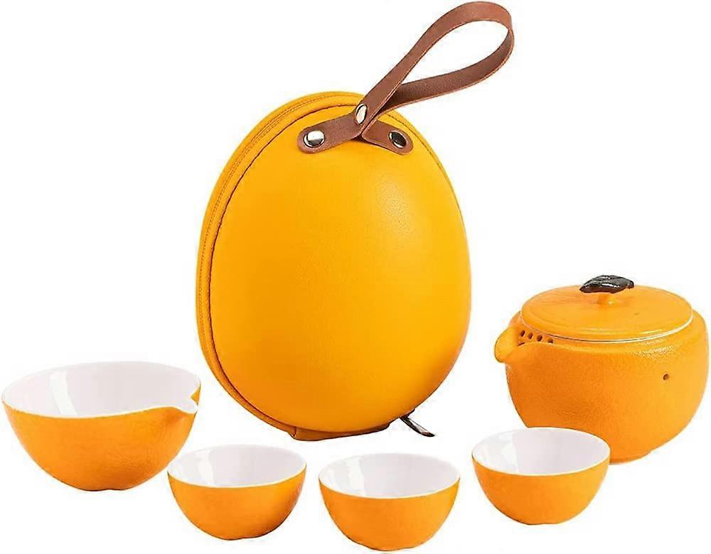 Portable Kungfu tea tableware, orange shape travel tea tableware ...