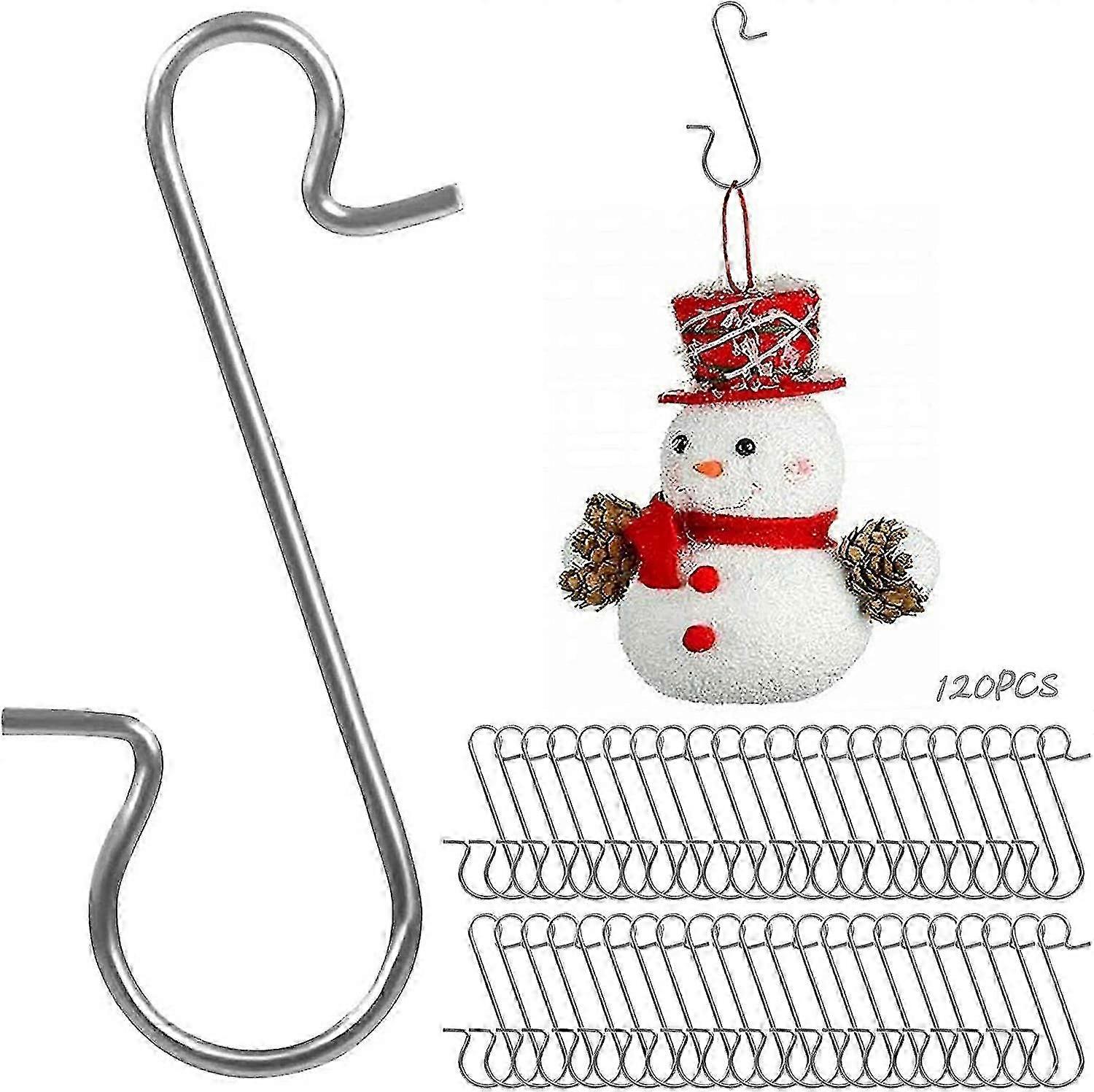 120 Pieces Christmas Tree Hooks, Reusable Xmas Small Stainless Steel S ...