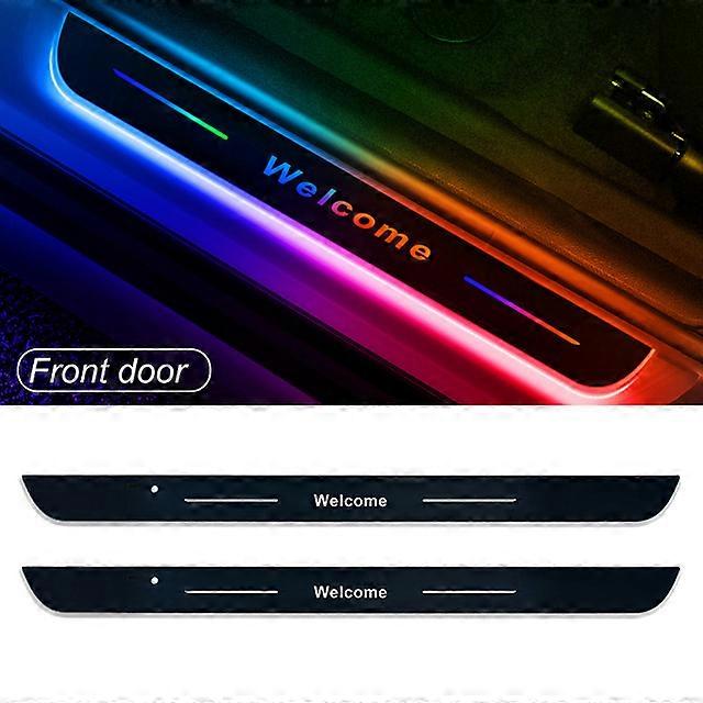 4/2Pcs Car Door Sill Light USB Wireless Links LED Welcome Pedal Car ...