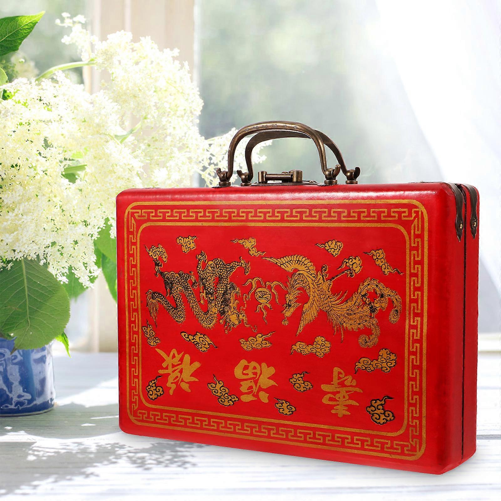 Chinese Mahjong Box Traditional Mahjong Tiles Storage Box Empty ...