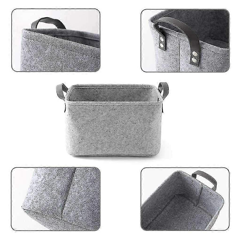 Felt Basket, 2 Pieces Felt Storage Box, Felt Baskets With Two Handles ...