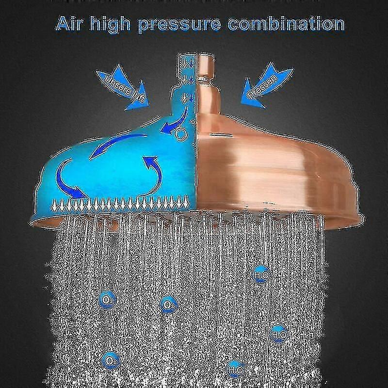 Copper Shower Head, 20cm (8 Inch) Diameter, High Pressure Fixed Shower ...