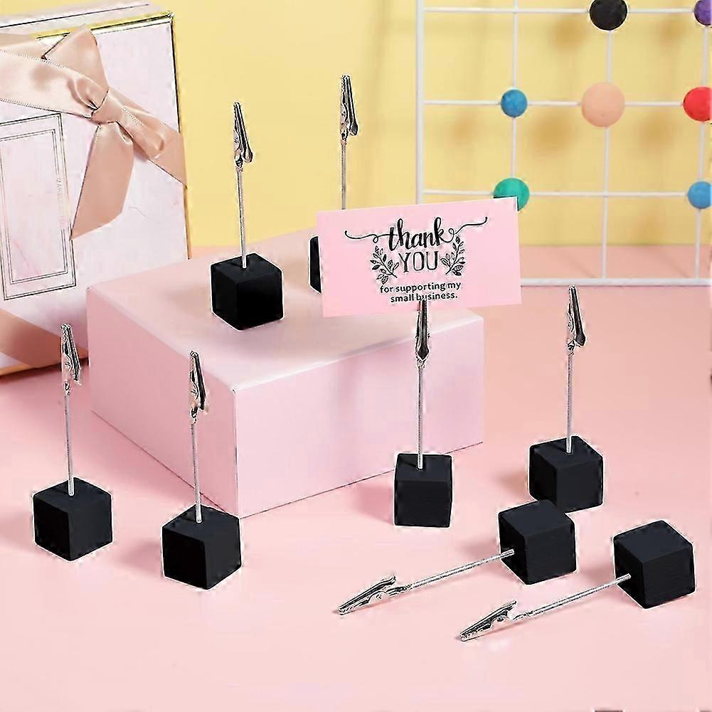 20 Pieces Cube Base Memo Clip Holder with Alligator Clip Wood Base ...
