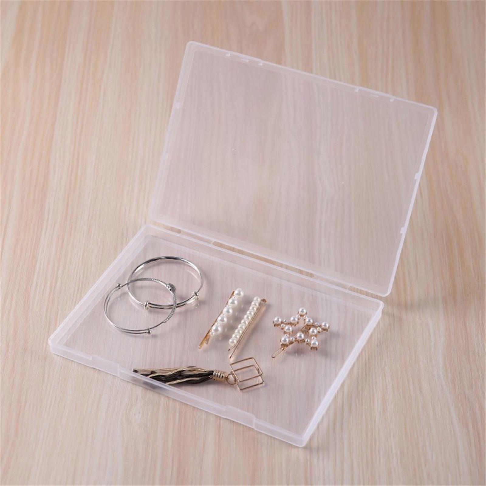 Pack Of 5 Clear Flat Plastic Storage Boxes for Organizing Beads Tools ...