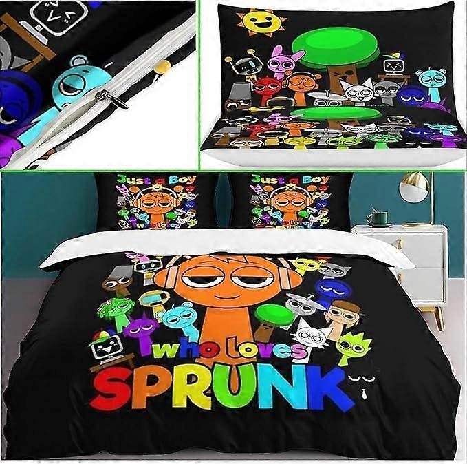 YHXSL Sprunki Duvet Cover Set Cute Cartoon Game Bedding Set for Kids ...