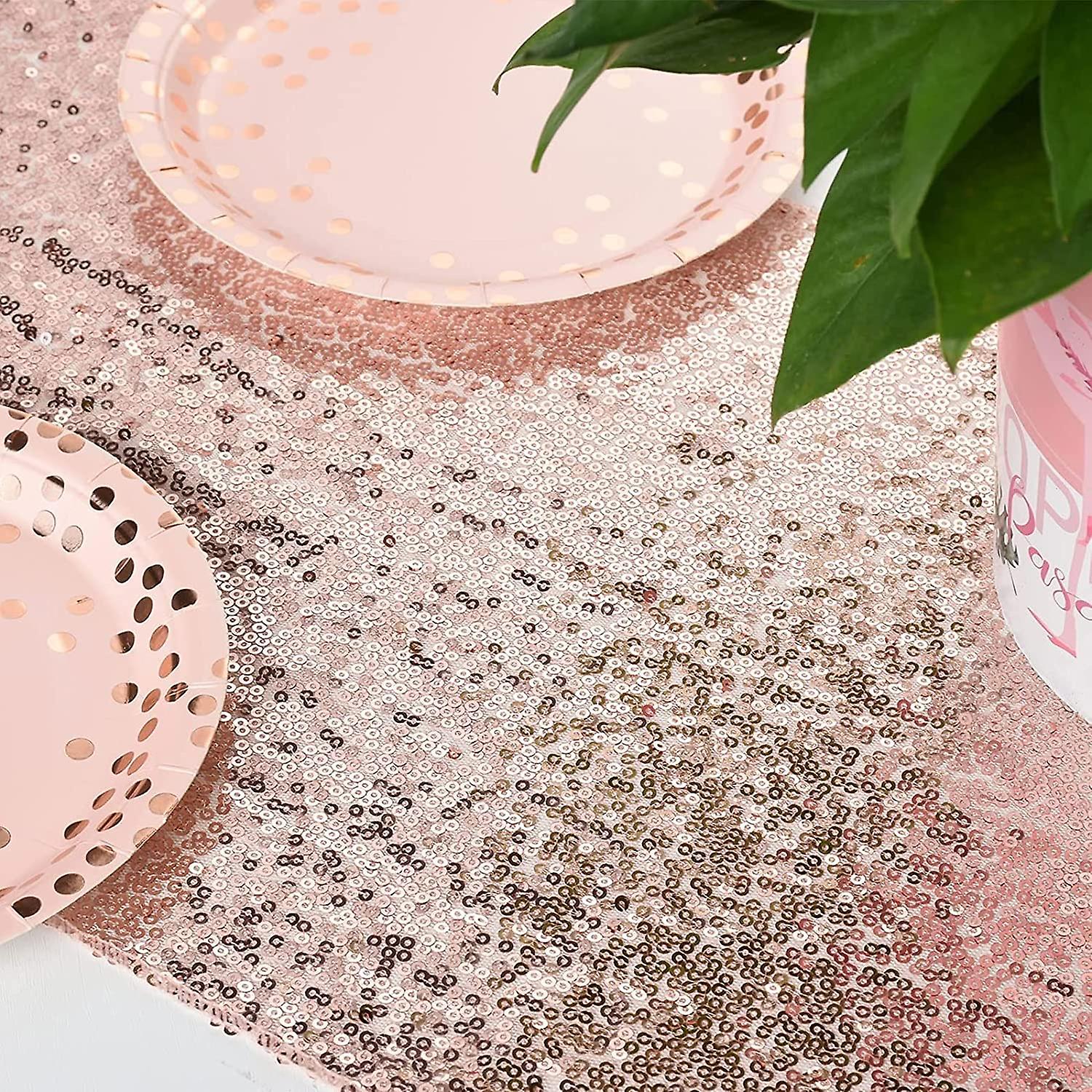 Heytea 2 Pack Tablecloth And Sequin Table Runner Set, Polka Dots ...